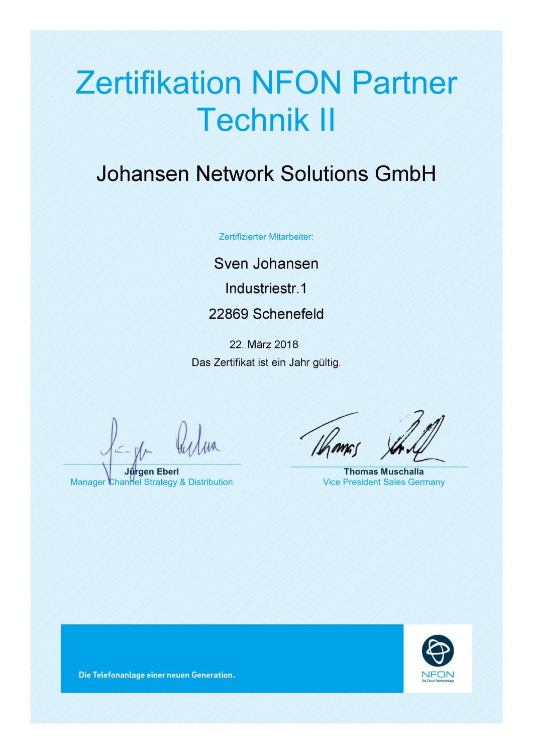 Wir sind Gold-Partner der Firma NFON | Johansen Network Solutions